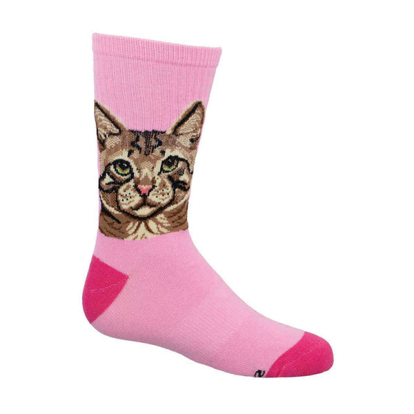 SOCKSMITH PURRFECT PORTRAIT CREW SOCKS PINK - KIDS - Lamey Wellehan Shoes
