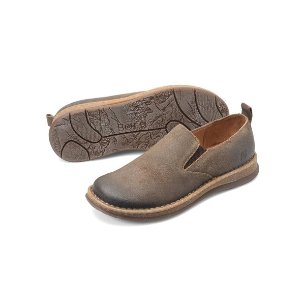 BORN BRYSON SLIP ON DISTRESSED SUEDE TAUPE - MENS - Lamey Wellehan Shoes